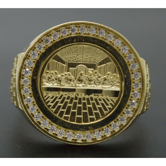 BH Jewelry | Jewelry | Real Solid K Yellow Gold Mens Cz Last Supper ...